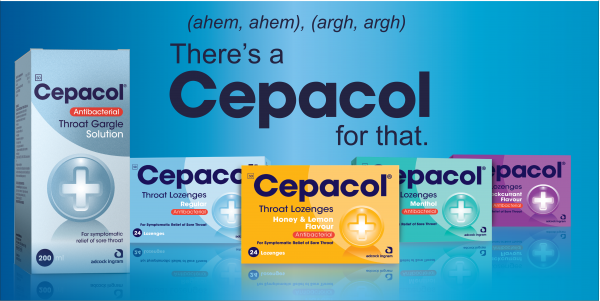 Cepacol – Cepacol gently soothes a sore throat and colds and flu symptoms.